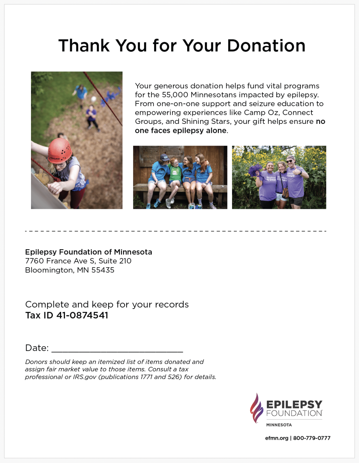 Receipt - Epilepsy Foundation of Minnesota